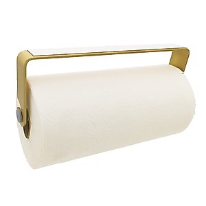 TeenGo Paper Towel Holder Under Cabinet, Self Adhesive & Wall Mount Paper Towel Holder No Drilling Adhesives Paper Towel Holder for Kitchen(Golden)