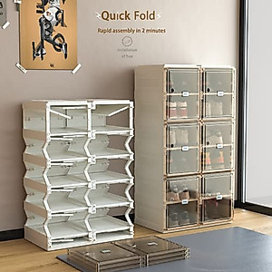 Benitaku Shoe Storage Organizer - Foldable Cabinet with Doors - Durable and Stable Storage Boxes - Stackable Shoe Rack Organizer for Home - Easy Installation- 20 layers