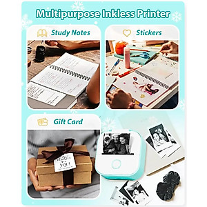 moinfle Printpod Thermal - Portable Print Pod Sticker Printer Machine, Thermal Bluetooth Mini Inkless Printer with 1 Rolls Paper Mini Printer Sticker Maker for iPhone, Journal, Notes, Kids(Yellow)