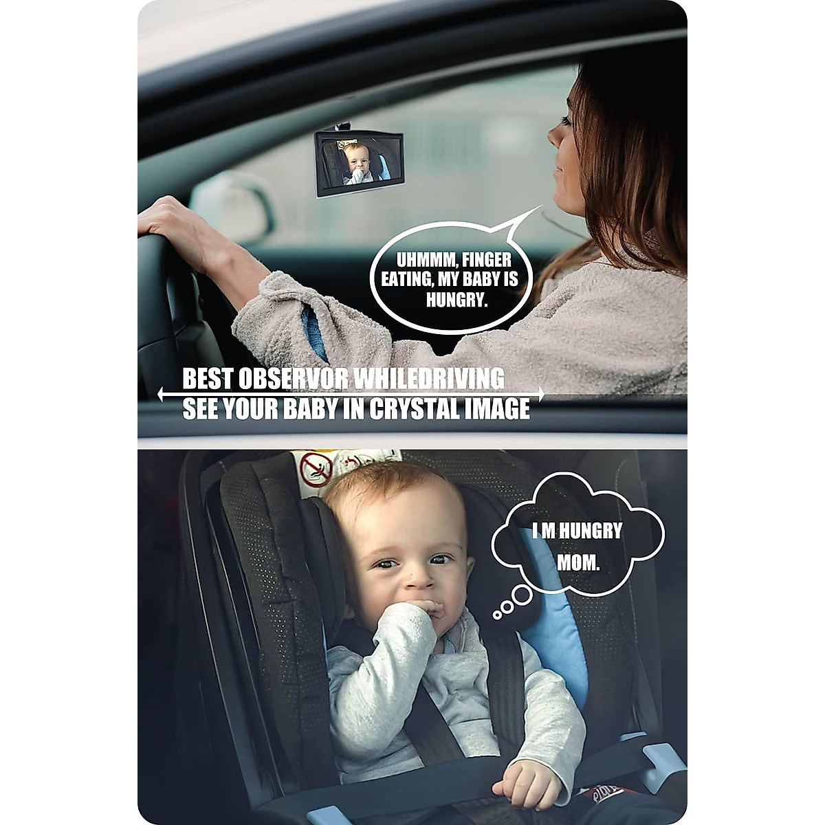 Baby Car Camera,FHD Enhanced 1080P 5 Inch Monitor Car Mirror Baby Rear Facing Seat Full View Infant Crystal Night Vision Goldencivetcat,with Plush & TF Card（64G PRO）