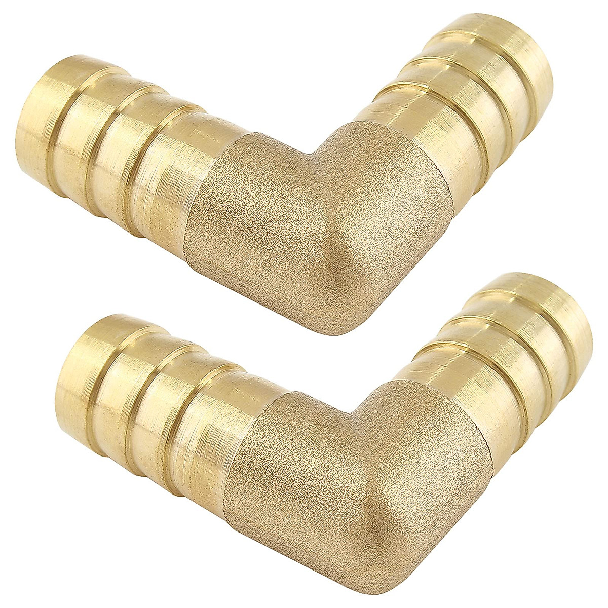 Zorfeter 2 Pack Brass Hose Barb Fitting 5/8" 16mm Hose ID/Hose Barb 90 Degree L Right Angle Elbow Barbed Brass Fitting