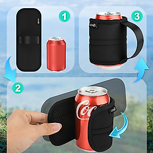 Cosmos 4 Pcs Drink Can Insulator Sleeve Neoprene Slap Wrap Can Cover Anti-Slip Insulated Can Cooler Cover Bottle Holder with Handle for 12 oz above Beverage Soda Drink Can Beer Bottle (Black (4 Pcs))