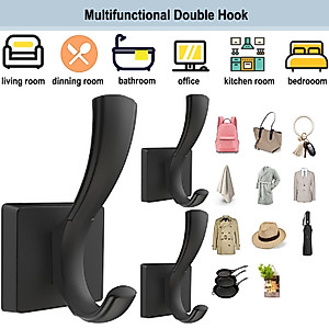 TOFIIGREM Black Wall Hooks Coat Hook, Towel Hooks Hand Towel Holder for Bathroom, Entryway Mudroom Hooks for Hanging Coat Key Robe Hat Backpack (8 Pack, Black)