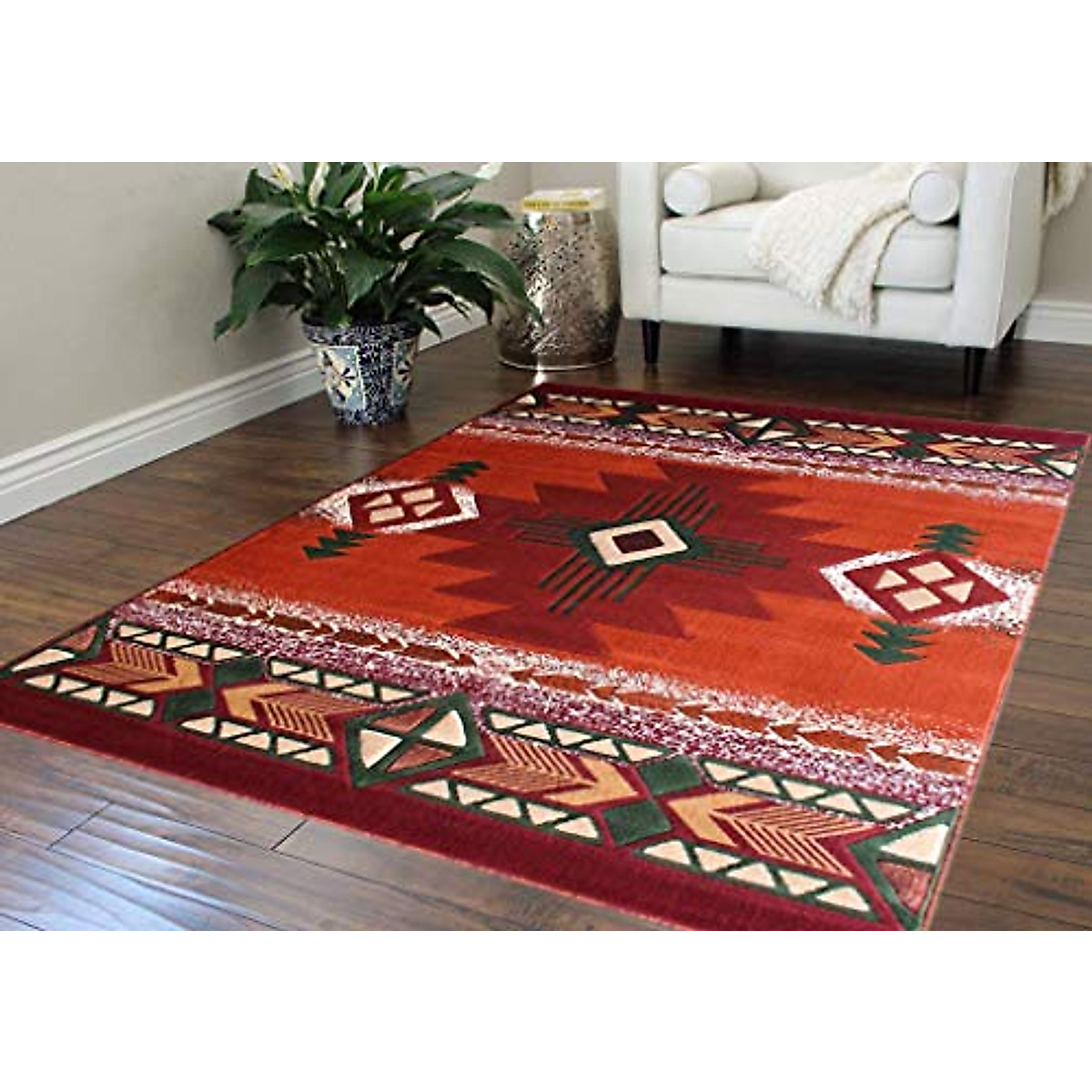 Southwestern Native American Tribal Rust Area Rug (2 Feet X 3 Feet)
