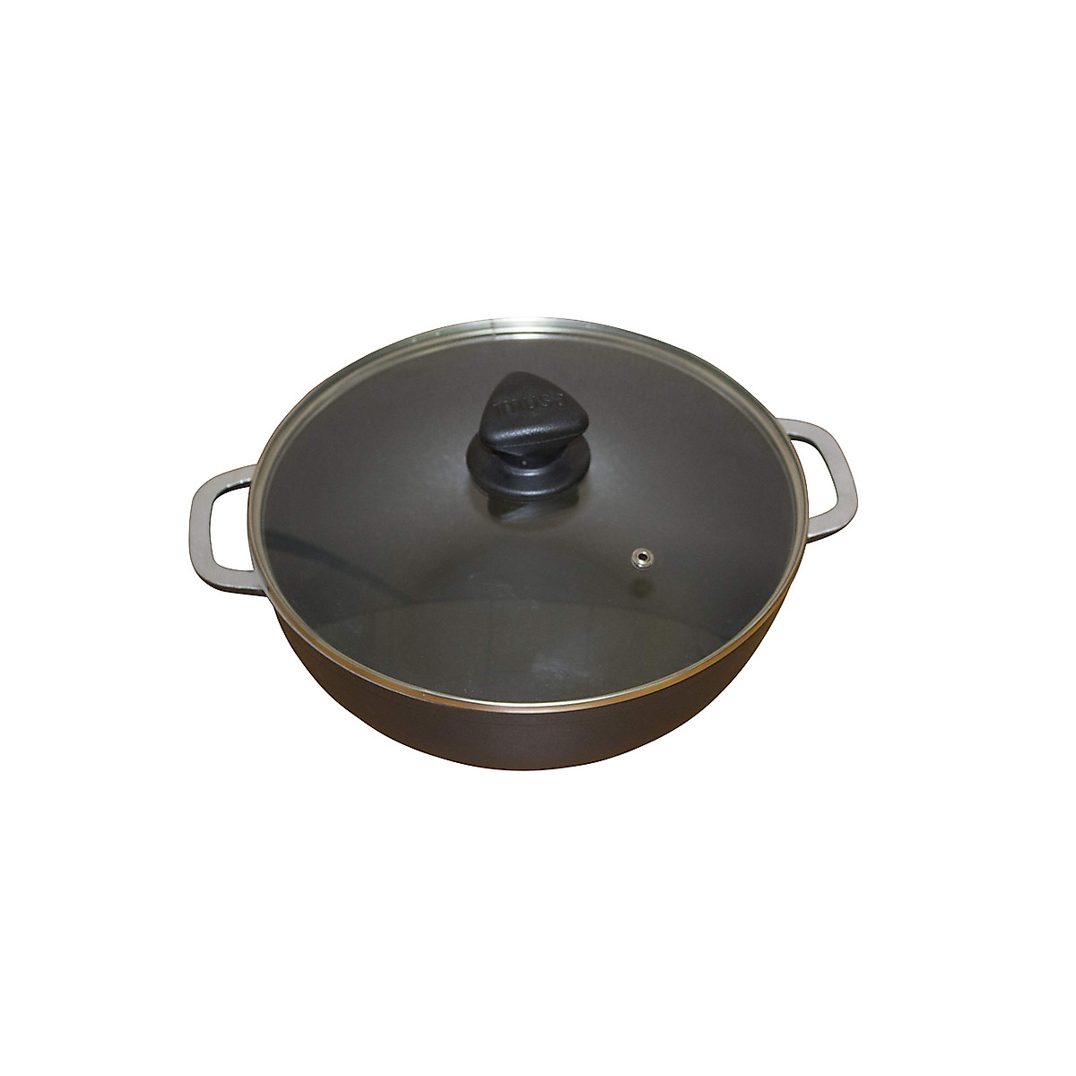 IMUSA USA Black 3.5Qt Nonstick Caldero with Glass Lid and Steam Vent (Dutch Oven), 3.5-Quarts