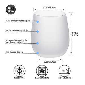 Craft Express 10 OZ Sublimation Glass Wine Tumblers Cups Frosted-Stemless Wine Glasses-Perfect for Sublimation Oven Crafting-Set of 4
