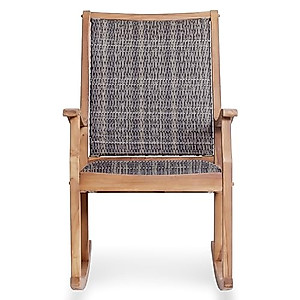 Cambridge Casual Auburn Upholstered Teak Wood Porch Rocking Chair