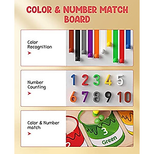 GAMENOTE Magnetic Color and Number Maze - Wooden Magnet Board Puzzles Toddler Activities Counting Matching Games Montessori Fine Motor Skills Toys