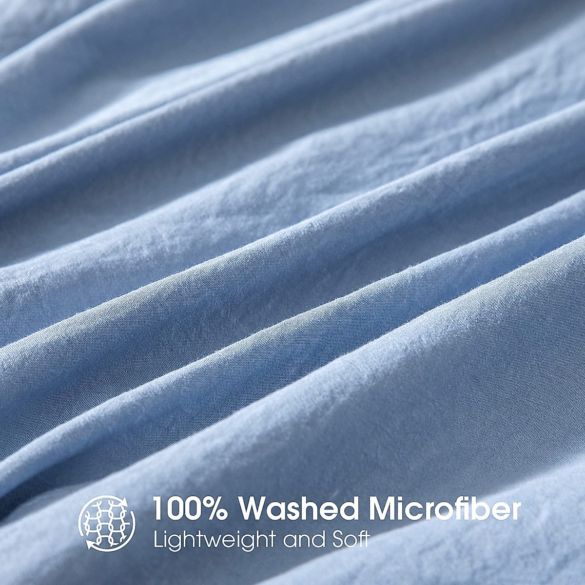 Rose Lake Grayish Blue Duvet Covers King Size Soft Lightweight Washed Duvet Cover 3 Pieces Bedding Sets with Button Closure, 1 Duvet Cover 104x90 inches and 2 Pillow Cases (No Comforter)