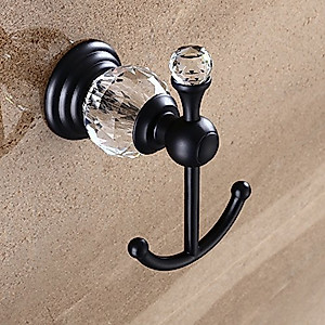 Ruddock YR6-1 Antique Oil-rubbed Bronze Robe Hooks Bathroom Crystal Brass Towel Hooks Accessories,Copper Bathroom Hardware