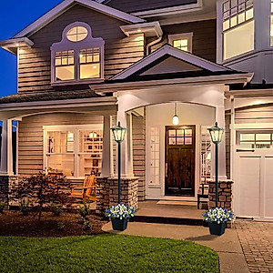 Suponar 72" Solar Lamp Post Light, Solar Pole Light Outdoor Waterproof, Solar Light Post Outside for Porch Yard Driveway Garden Patio Decor, Warm White