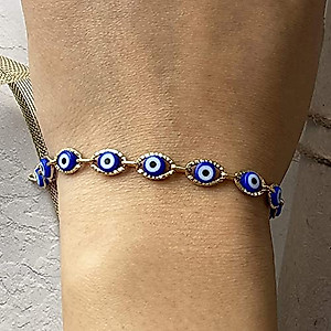 choice of all Evil Eye Bracelet for Women,14K Gold Plated Turkish Blue Eye Chain Bracelets for s Christmas (Blue)