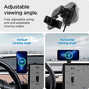 Spigen OneTap Pro Designed for Tesla MagSafe Wireless Charger Car Mount Compatible with Model 3 / Y / S / X Compatible with iPhone 14 / 13 / 12