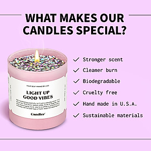 Light Up Good Vibes Candle, Scented Phthalate-Free Soy Candles with 60+ Hours Burn Time, Vegan Cruelty-Free Pink Candle for Any Occasion, Candles for Women & Men - Candier