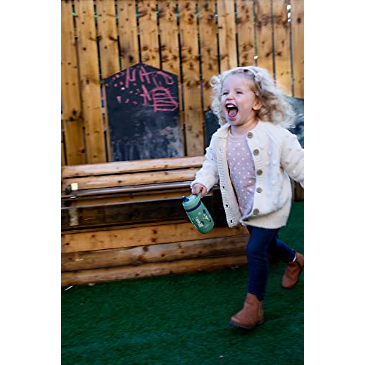 Tommee Tippee Superstar Insulated Sportee Toddler Water Bottle, (9oz, 12+ Months, 2 Count), Green and Warm Gray