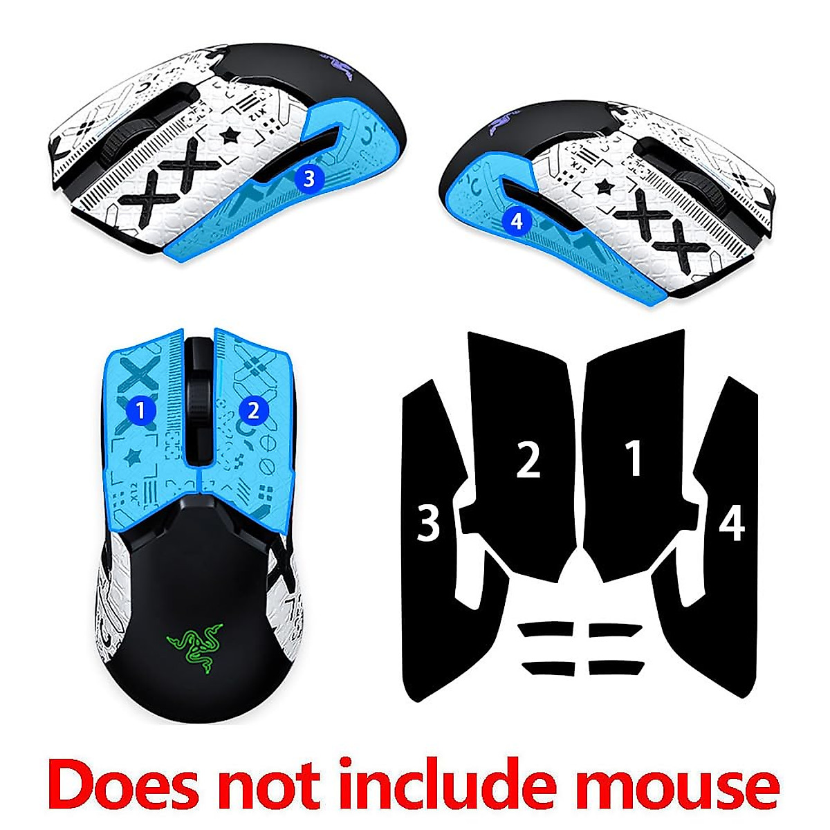 Mouse Anti-Slip Tape Elastics Refined Side Grips Sweat Resistant Pads/Anti Sweat Paste Grip Tape Compatible for Razer Viper/Viper Ultimate Gaming Mouse