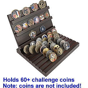 Strugglejewelry Challenge Coin Display Stand Military Coin Holder Wooden Rack Holds 60-65 Coins