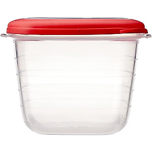 Tribello Plastic Freezer Food Storage Container with Lids Microwave/Dishwasher Safe Steam Vent/Air-Tight Lid Square Medium 40 Oz 4-Pack, 5-Cup