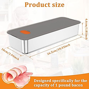 2Pcs Deli Meat Container for Fridge, Stainless Steel Bacon Storage Container for Refrigerator, Airtight Lunch Meat Storage Container with Lid, Cheese Keeper Box, Deli Holder Organizer (2 Black)