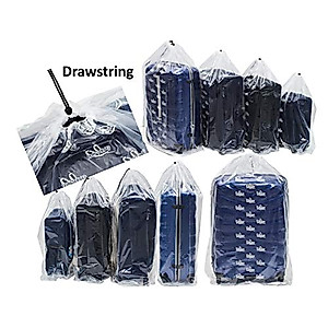 Dust Cover Big Plastic Drawstring Bags Multi-Purpose for Storage and Keeping Luggage, Big Dolls, Blankets, Pillows, Suitcase Good for Household Organizing Reusable Set of 4 bags Size S, M, L, XL