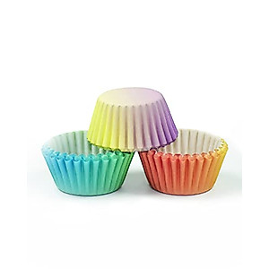 Mini Cupcake Liners Cupcake Cups 300-Count Food Grade Green Orange Gradient Design Cupcake Papers Baking Cups Cupcake Wrappers(Small Size) qiqee