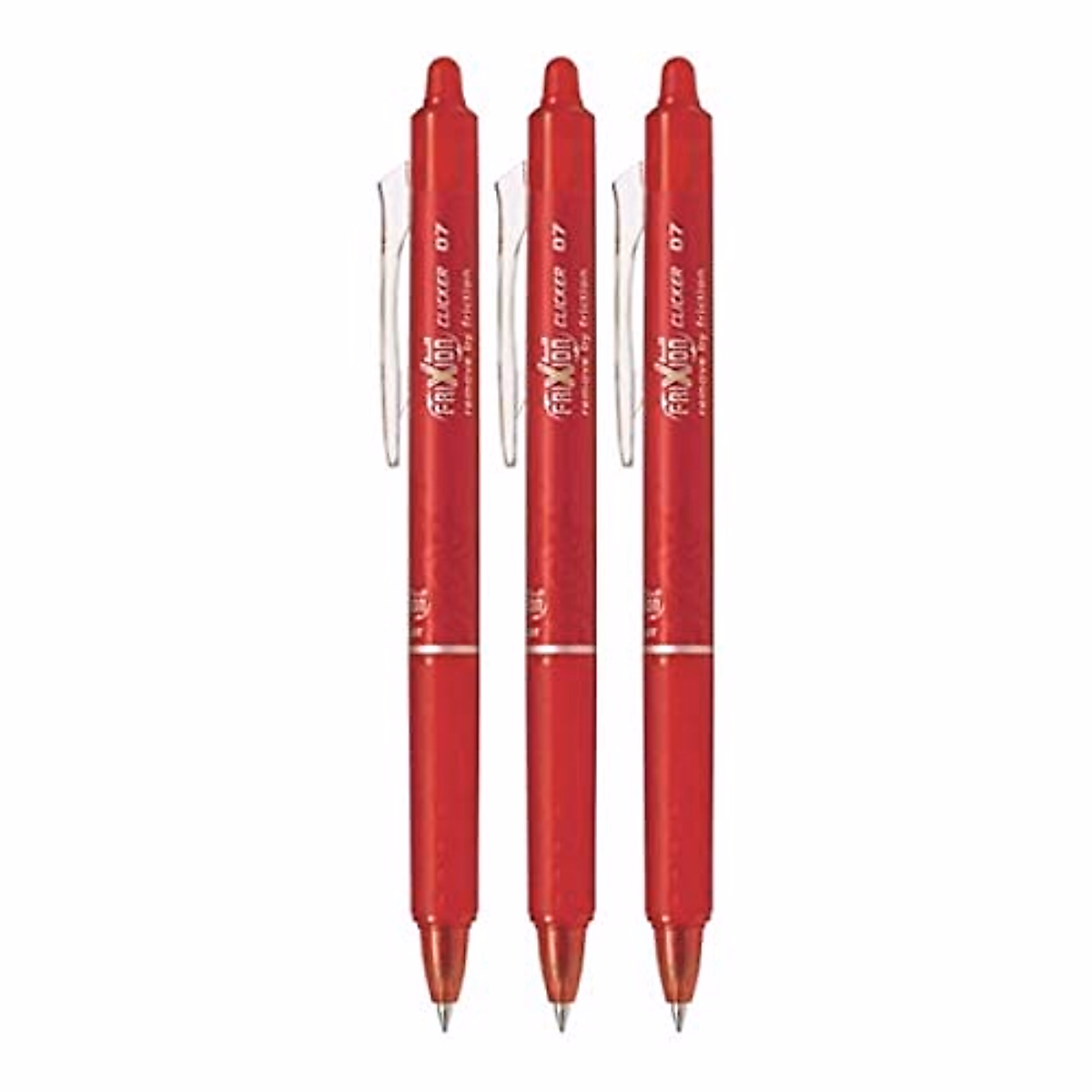 Pilot FriXion Ball Clicker Retractable Erasable Gel Pen, Fine Point, 0.7mm, Red Ink, 3 Count