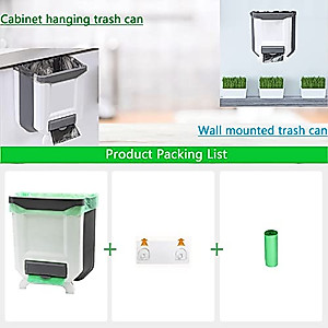 HUAPPNIO Kitchen Trash Can Plastic Collapsible 2 Gallon Wall Mounted for Cabinet Door Hanging Garbage Bin White
