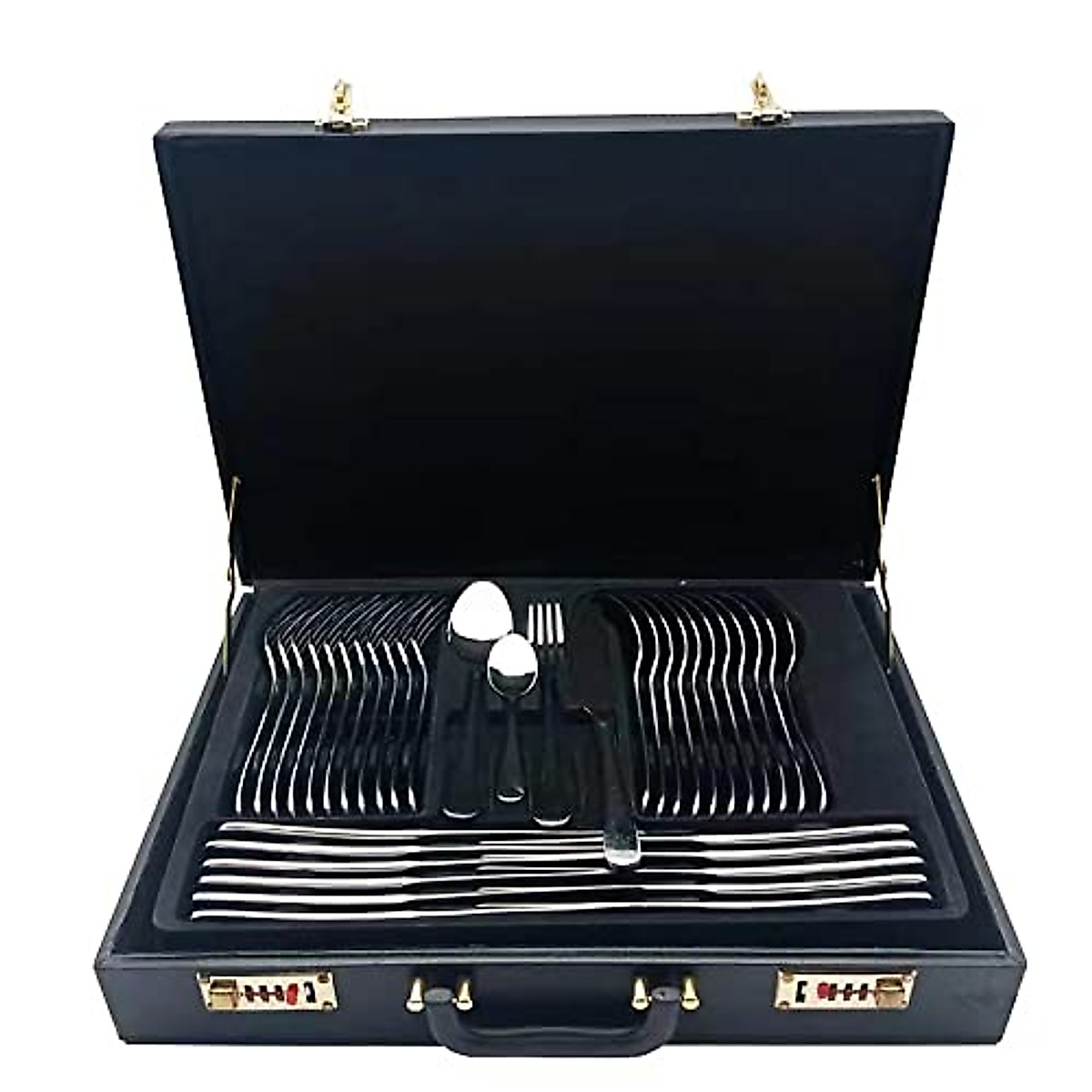 72-Piece Silverware Set with Steak Knives,18/10 Stainless Steel Gold Flatware with Organizer Box Cutlery Set For Home Kitchen Restaurant Hotel,Utensils Set, Dishwasher Safe