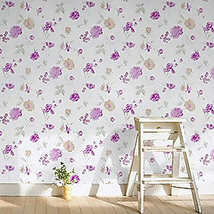 GLOW4U Self Adhesive Decorative Floral Contact Paper Drawer Shelf Liner Removable Peel and Stick Bathroom Kitchen Backsplash Wall Paper 17.7 inch by 16 Feet