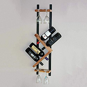 Iron Wood Creative Simplicity Wall Hanging Wine Rack | Simple Goblet Storage Rack Creative Simplicity Wall Creative Simplicity Wall Wine Rack | Nordic Hanging Bottle Rack 25X12.5X95Cm J1015, PIBM
