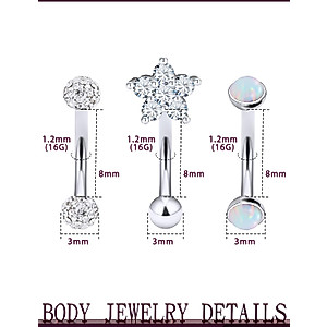 Jenxnjsjo Eyebrow Rook 16g 5/16in Piercing Jewelry Ring for Women Vertical Labret Lip Hood Curved Barbell Snug Earrings Belly Button Snake Frog Eyes Vch Bridge Cartilage Daith Surface Anti Tragus