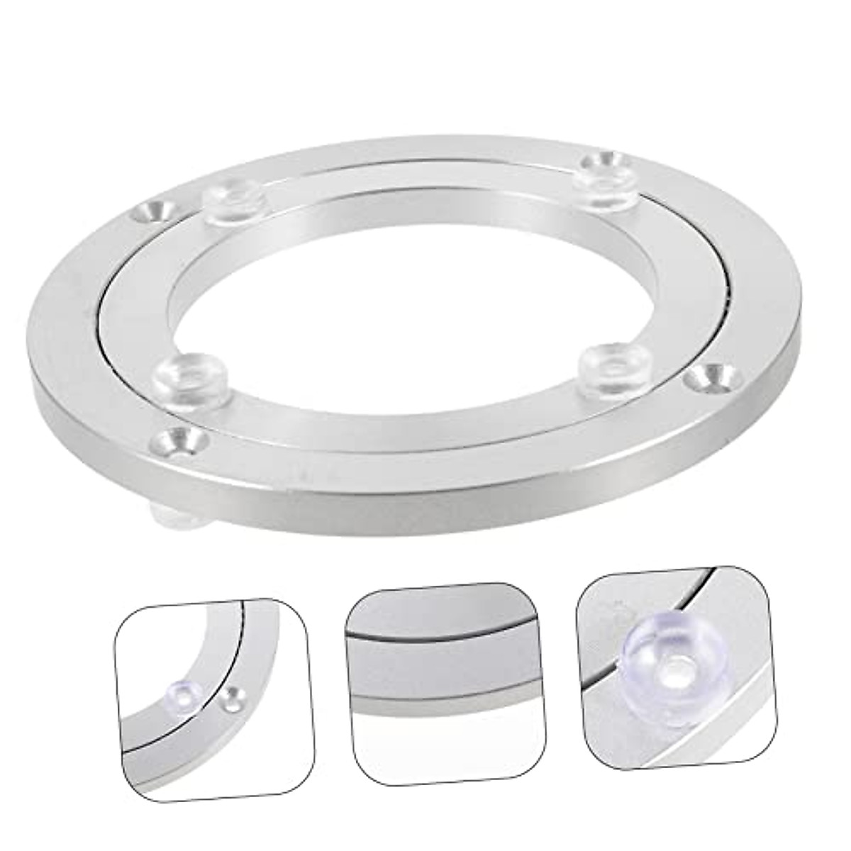 Angoily 4pcs Table Turntable Restaurant Turntable Bearing Restaurant Supply Turntable Swivel Plate Table Accessory Rotating Serving Tray Rotating Platter to Rotate Rubber Load Board Glass