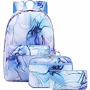 Dafelile School Backpack for Girls School backpack for Elementary Middle Water Resistant Girls School Bag Teen Girls Bookbag 3 in 1 Set with Lunch Box Pencil Bag