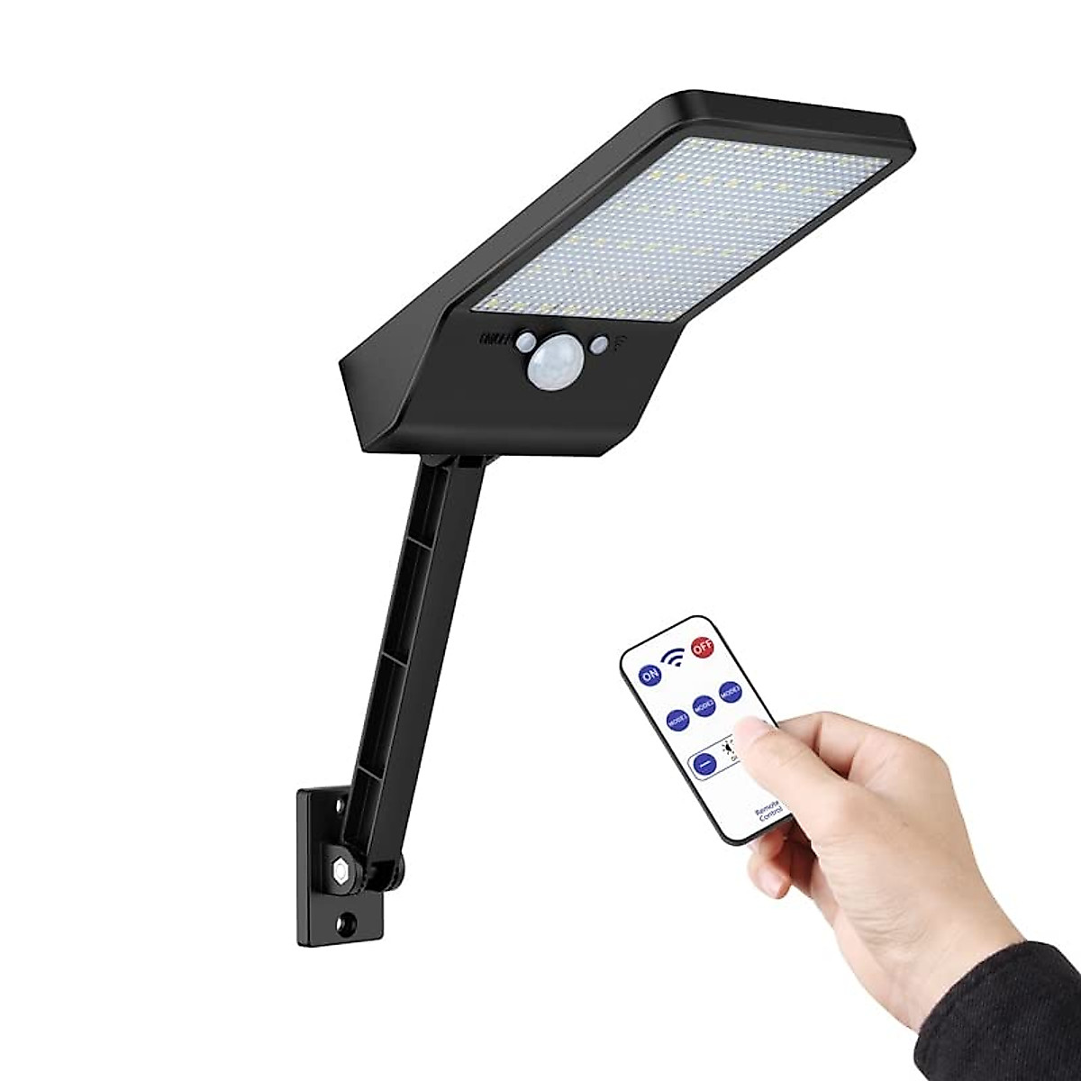 48 LED 800 LM Outdoor Solar Power Street Wall Lamp PIR Motion Sensor Garden Security Waterproof Remote Control Solar Light (Color : Black Solar Lamp)