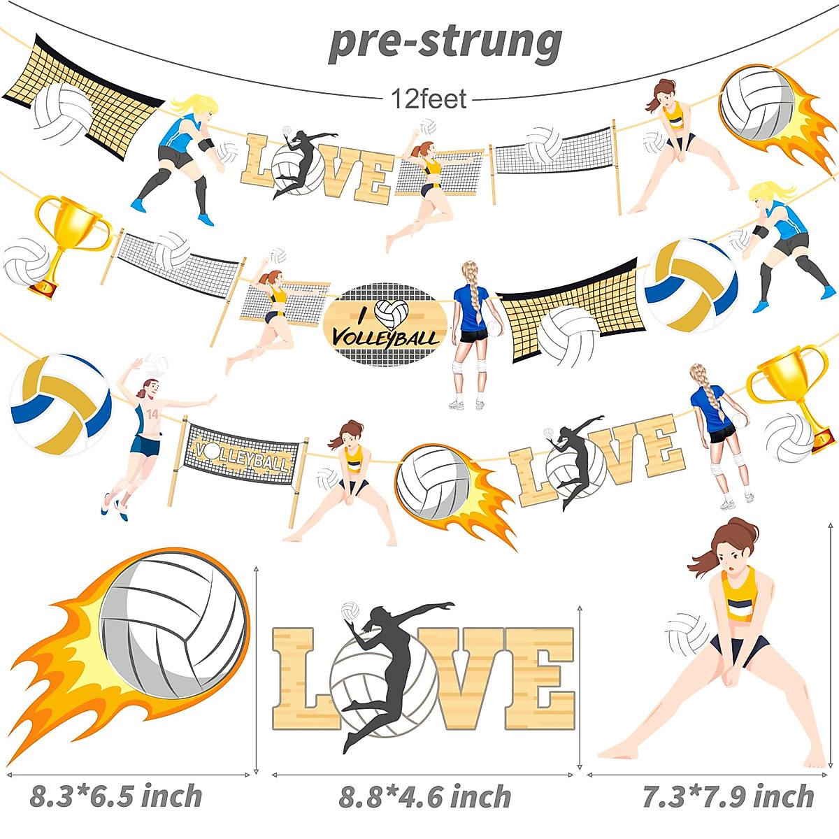 Volleyball Party Banners Volleyball Party Banner Decoration Volleyball Player Party Garlands for Volleyball Theme Birthday Party Decoration Baby Shower Supplies