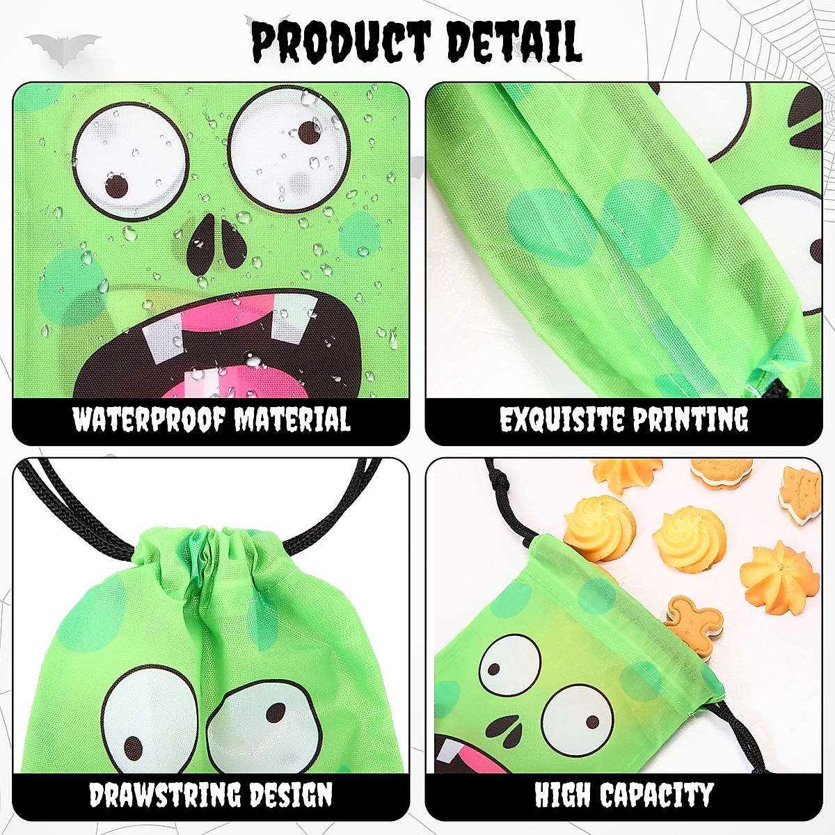 Paterr 16 Pcs Halloween Favor Bags Halloween Small Drawstring Bag Ghost Favor Bags Pumpkin Treat Goodie Bag Halloween Party Bags for Halloween Birthday Party Decor, 7x10 Inch