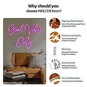 Good Vibes Only Neon Sign LED with Dimmable Neon Night Bedroom Home Wall Decor Bachelorette Party Birthday Wedding Bar Club Decor Reusable Large Neon Signs Pink
