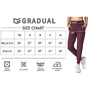 G Gradual Women's Joggers High Waisted Yoga Pants with Pockets Loose Leggings for Women Workout, Athletic, Lounge (Maroon, Small)
