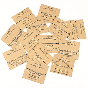 JoycuFF You Are a Badass Inspirational Bracelets for Women Motivational Morse Code Silver Bracelet Jewelry Funny Unique Female Best Friends Birthday Christmas Mothers Day Gifts