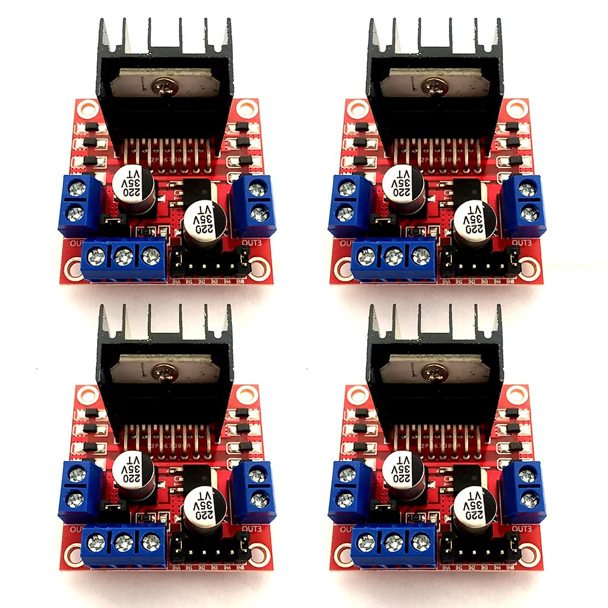 4pcs L298N Controller Board Module Dual H-Bridge 3pcs Dupont Connector Cables for Arduino Smart Car Power UNO MEGA R3 Mega2560 Motor Driver Stepper DC Motor