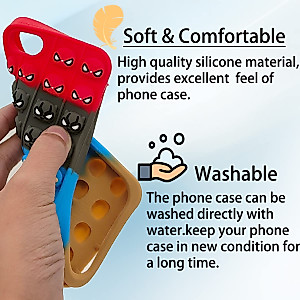 Courgas for iPhone 11 Case for Boys Kids, Cartoon Bubble Silicone Anti-Slip Shockproof Anti-Scratch Anti-Fingerprint, Includes Detachable Lanyard Strap, 6.1 inch
