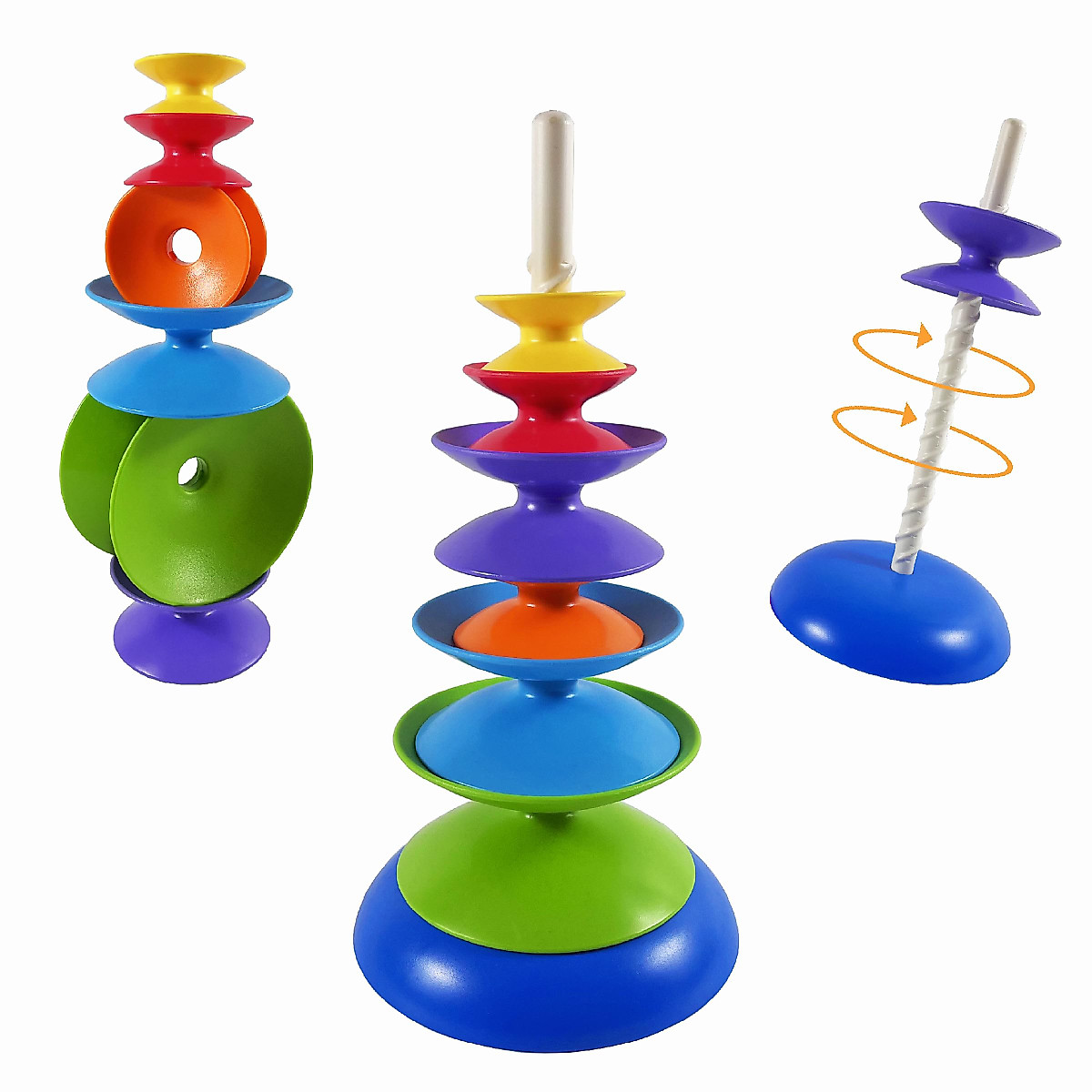 VIPAMZ Rainbow Stacking Toys for Toddlers 1-3,Educational Toddler Spinning Toys, Autism Sensory Toys & Montessori Baby Stacking Toys – Perfect Spin Stacking Toy & Spin Again Toy
