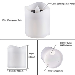 ZHONGXIN Solar Powered LED Candle Lights, Flameless Rechargeable Amber Flickering Votive Candles Waterproof for Patio Yard Pathway Window Outdoor Lantern Decor(4 Pack) (Solar Votive Candles)