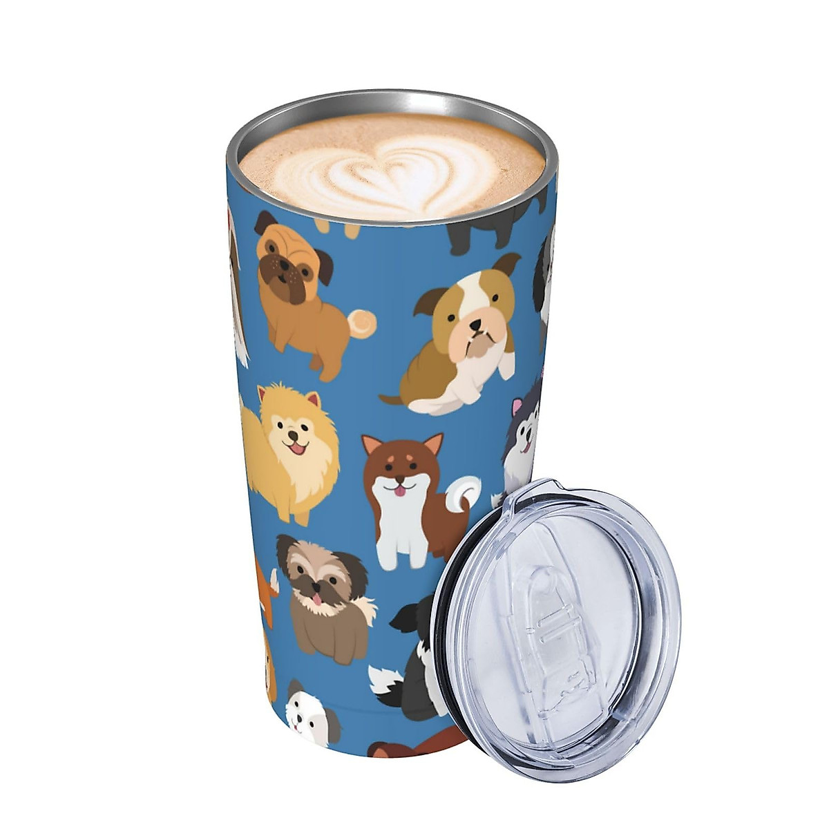 Cute Animal Dog 20oz Tumbler Stainless Steel Vacuum Insulated Double Wall Travel Tumbler, Durable Insulated Coffee Mug, Thermal Cup With Lid and Straw for Hot & Cold Drinks