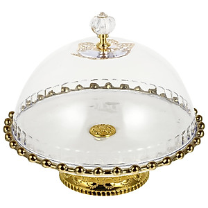 Ipetboom Ceramic Cake Stand with Dome Cover Glass Domed Cake Pedestals Round Clear Cake Plate Server Dessert Serving Platter Decorative Fruit Dish for Candy Display White