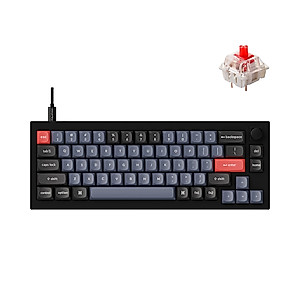Keychron Q2 Wired Custom Mechanical Keyboard Knob Version, 65% Layout QMK/VIA Programmable Macro with Hot-swappable Gateron G Pro Red Switch Double Gasket Compatible with Mac Windows Linux (Black)