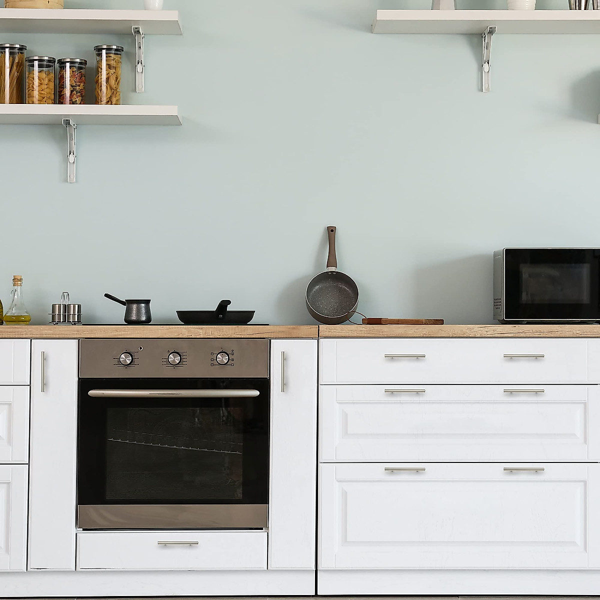 Ravinte 25 Pack | 6'' Cabinet Pulls Brushed Nickel Stainless Steel Kitchen Drawer Pulls Cabinet Handles 6”Length, 3-3/4” Hole Center with Mounting Template