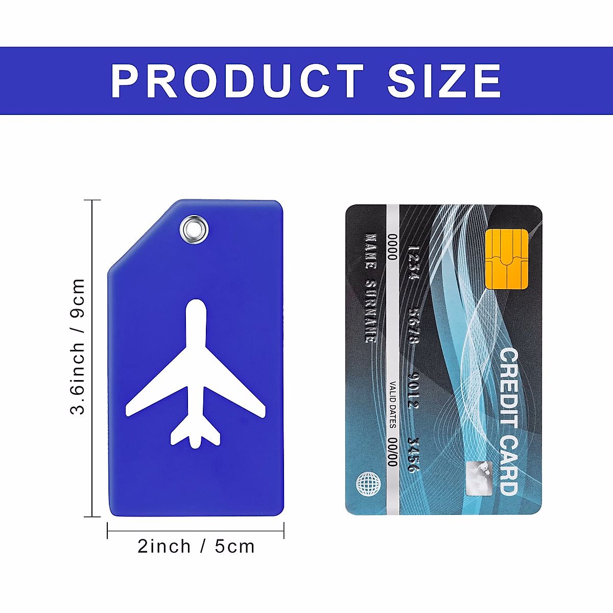 Zonon Luggage Tags, 8 Pieces Silicone Travel Luggage Name Tags with Privacy Cover and Stainless Steel Loops(Blue)