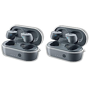 2 Pack DAYJOY Soft TPU Protective Clear Case Cover Compatible with Skullcandy Sesh Earphone, Protective Skin Sleeve with Key Chain(Transparent)