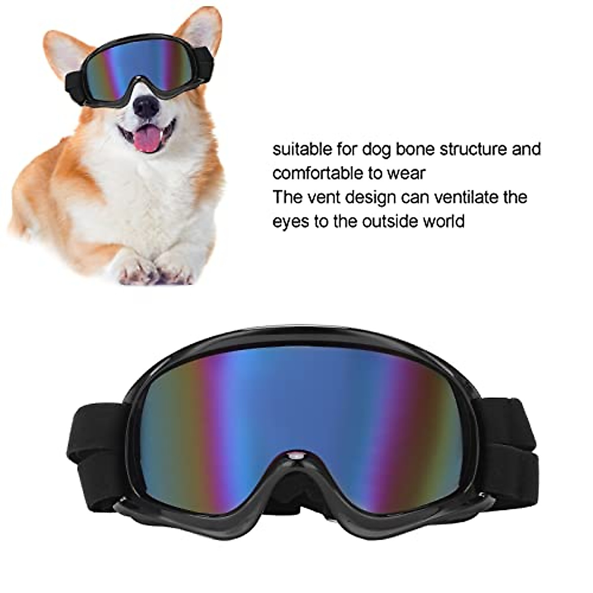 Dog Sunglasses Prevent UV Stylish Comfortable Exquisite Small Pet Sunglasses for Dogs (Black Frame Blue Film)